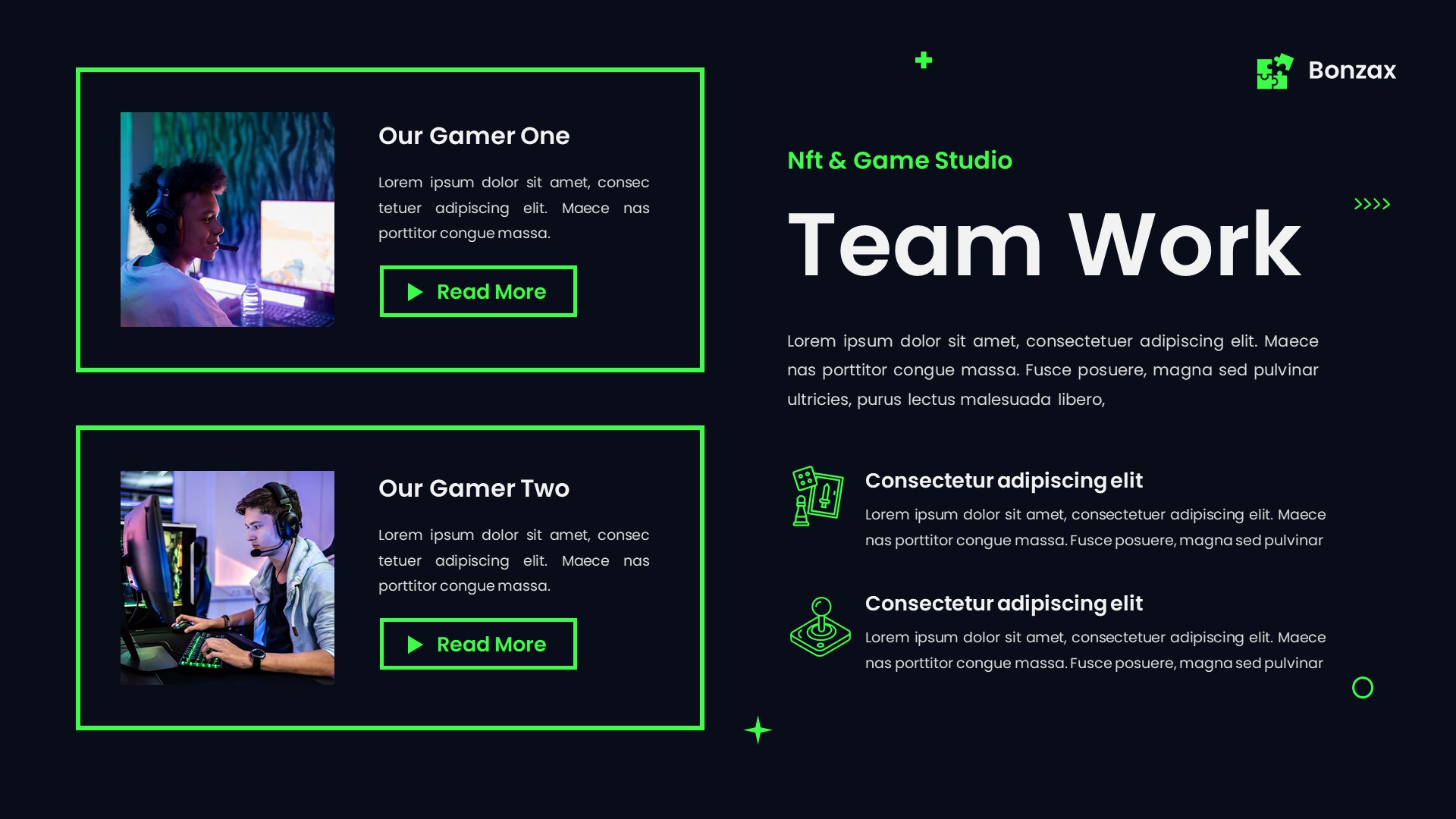 Bonzax - NFT & Game Studio Google Slides Template, Presentation Templates