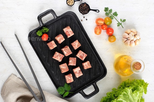 Raw Saikoro Wagyu Cubes Beef Steak Stock Photo by ikadapurhangus ...