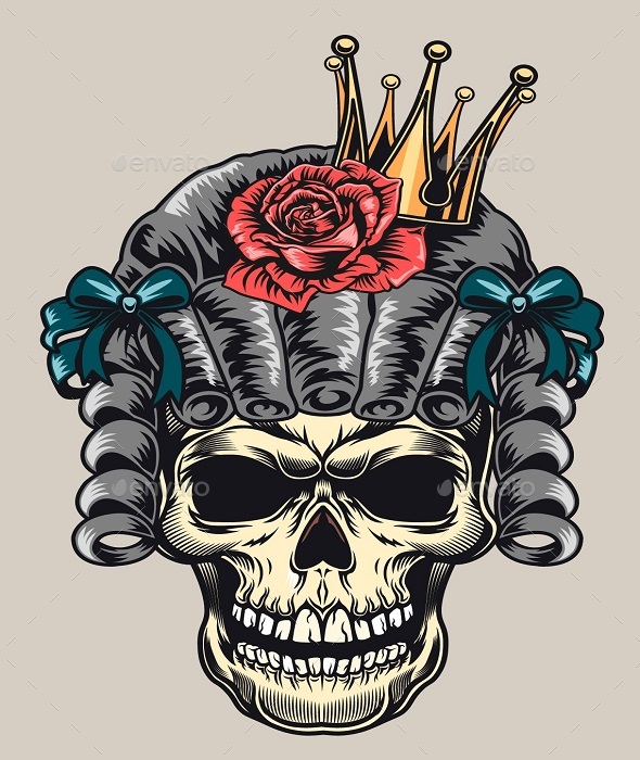 Colored Skulls Tattoo Set, Vectors | GraphicRiver