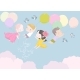 Cartoon Happy Kids Flying with Balloons in the Sky, Vectors | GraphicRiver