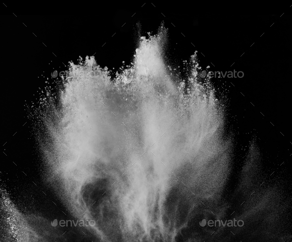 smoke powder explosion air background shape black dust explode flour ...