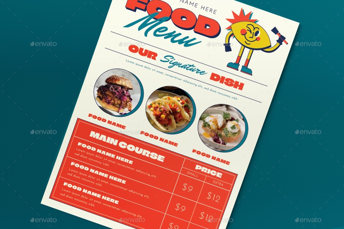 Beige Retro Food Menu, Print Templates | GraphicRiver