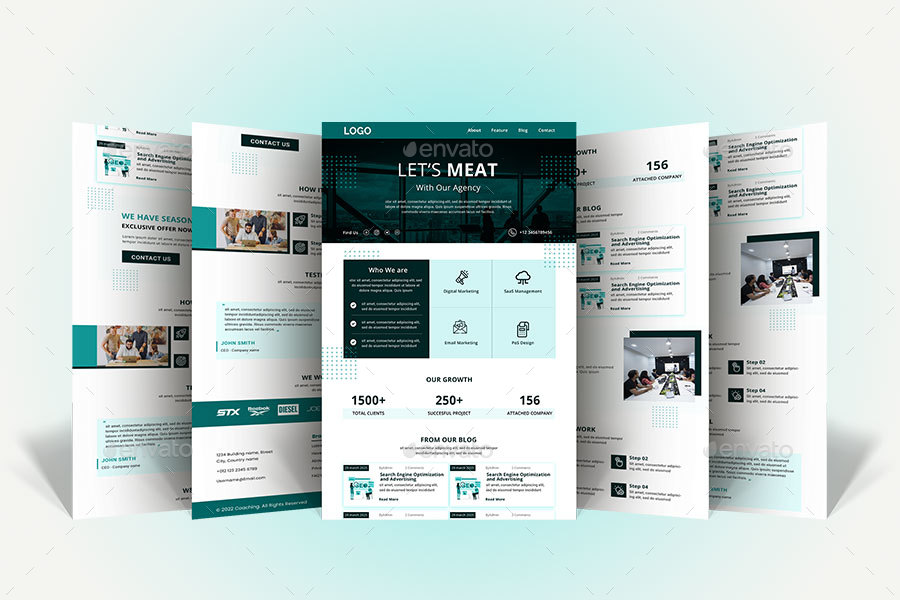 Digital Marketing Agency Email Newsletter PSD Template, Web Elements