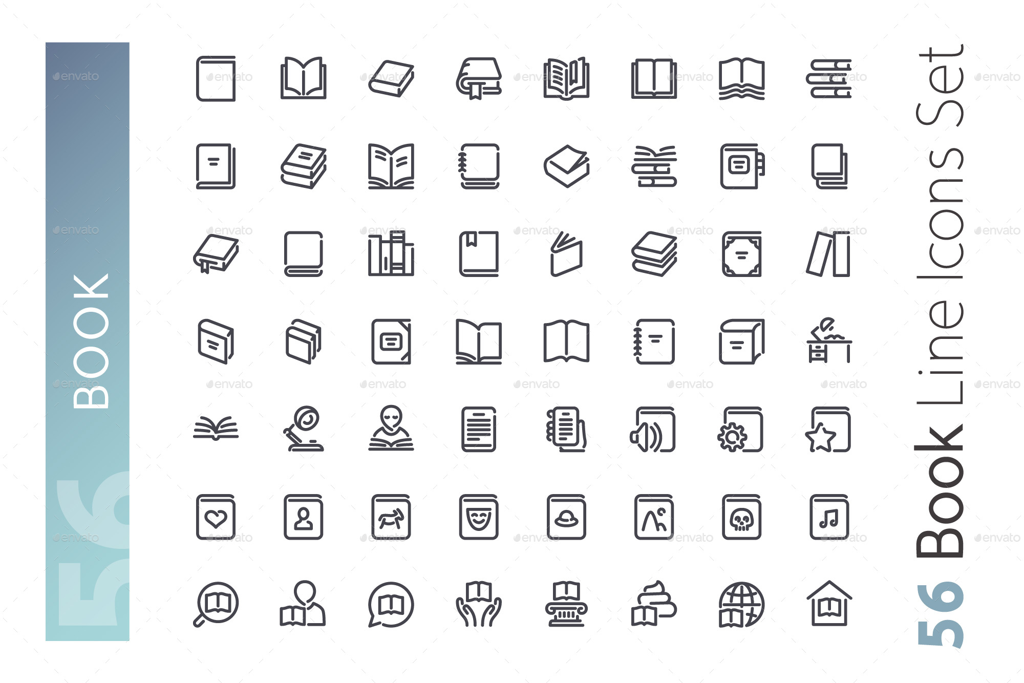 Book Line Icons Set, Icons | GraphicRiver
