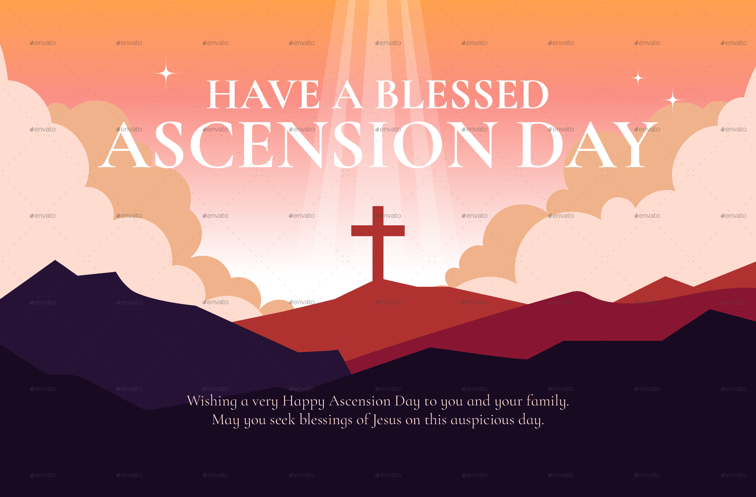 Jesus Ascension Day Greeting Card, Print Templates | GraphicRiver