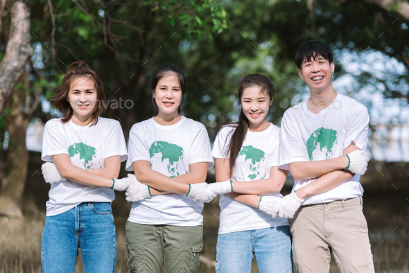 Group of asian diverse people volunteer teamwork joining charity event ...