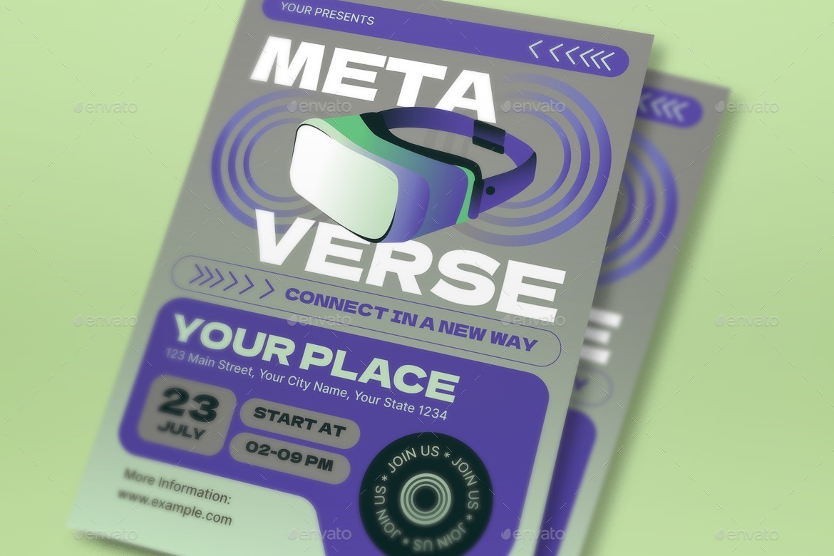 Grey 3D Metaverse Flyer Set, Print Templates | GraphicRiver