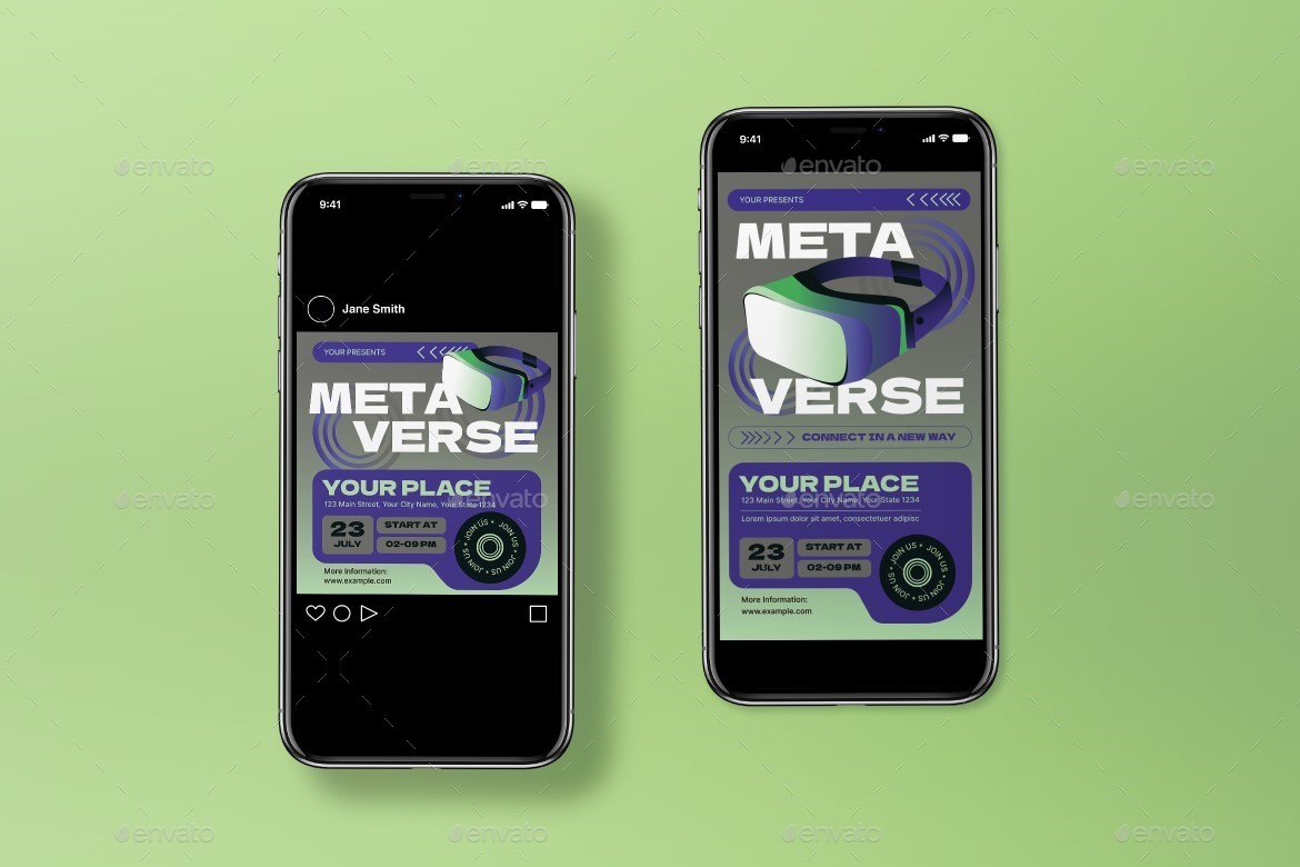 Grey 3D Metaverse Flyer Set, Print Templates | GraphicRiver