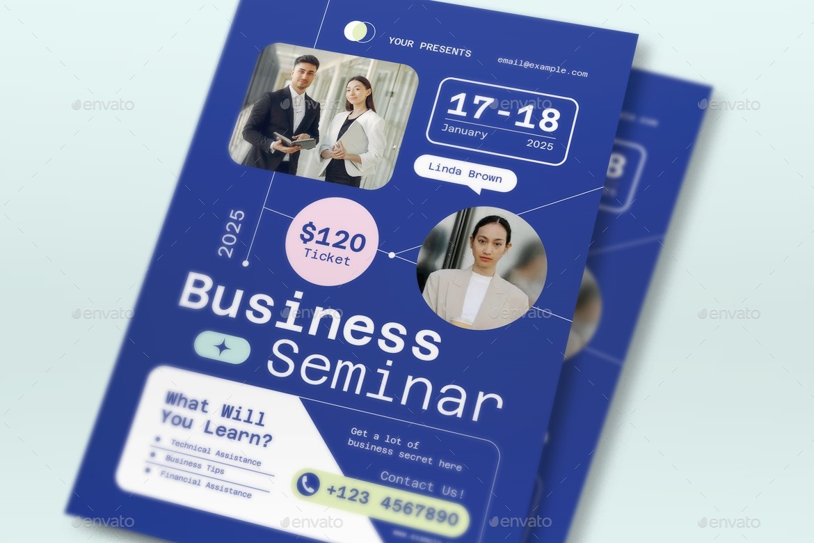 Blue Modern Business Seminar Flyer Set, Print Templates | GraphicRiver