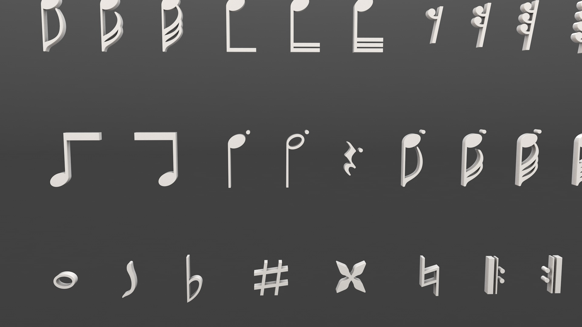 3D Music Symbols - Note Pack by Gergedan | 3DOcean