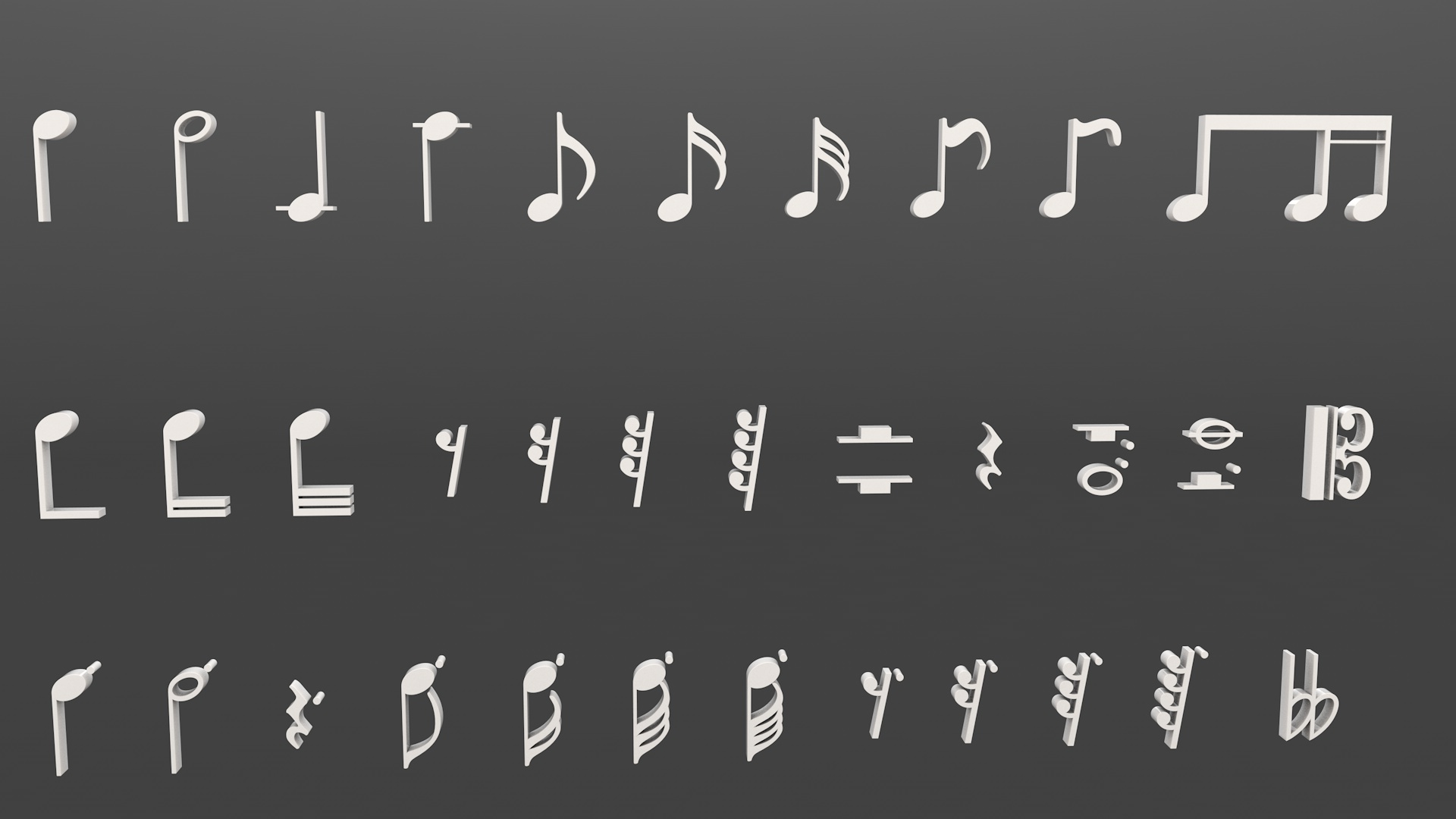 3D Music Symbols - Note Pack by Gergedan | 3DOcean