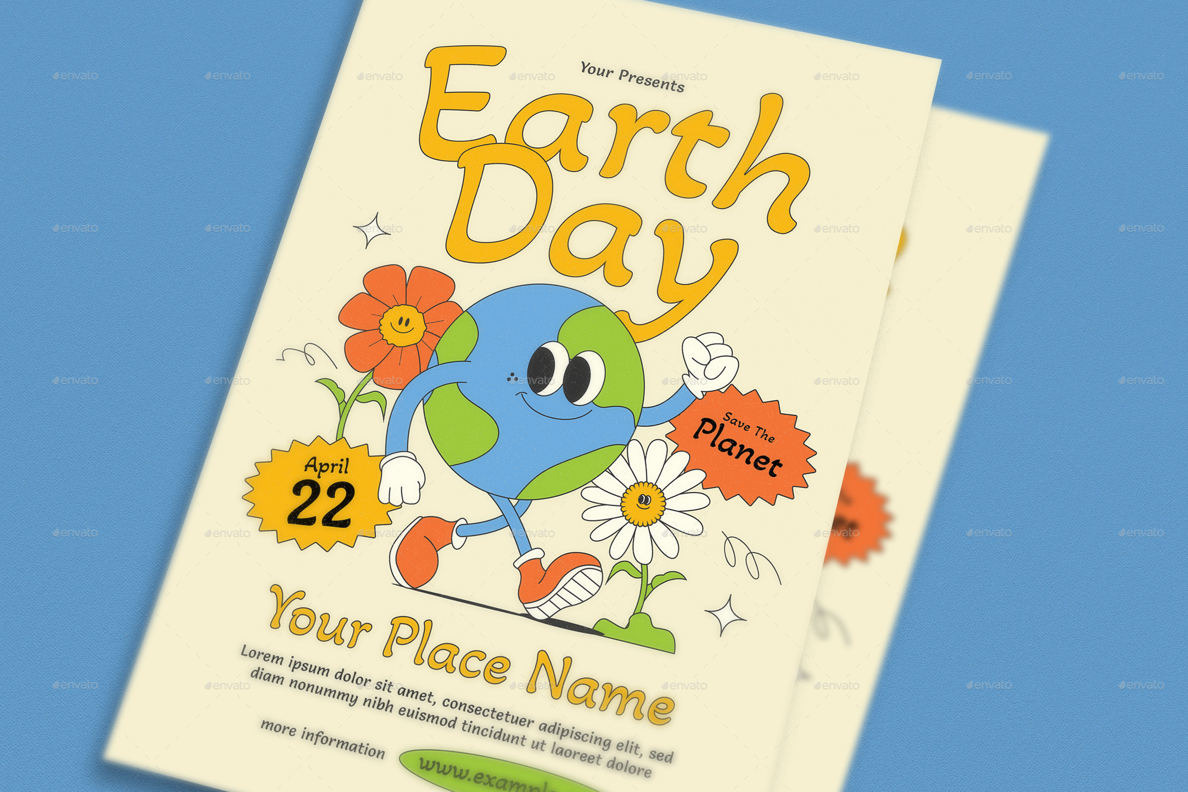 Trendy Cartoon Earth Day Event Flyer, Print Templates | GraphicRiver