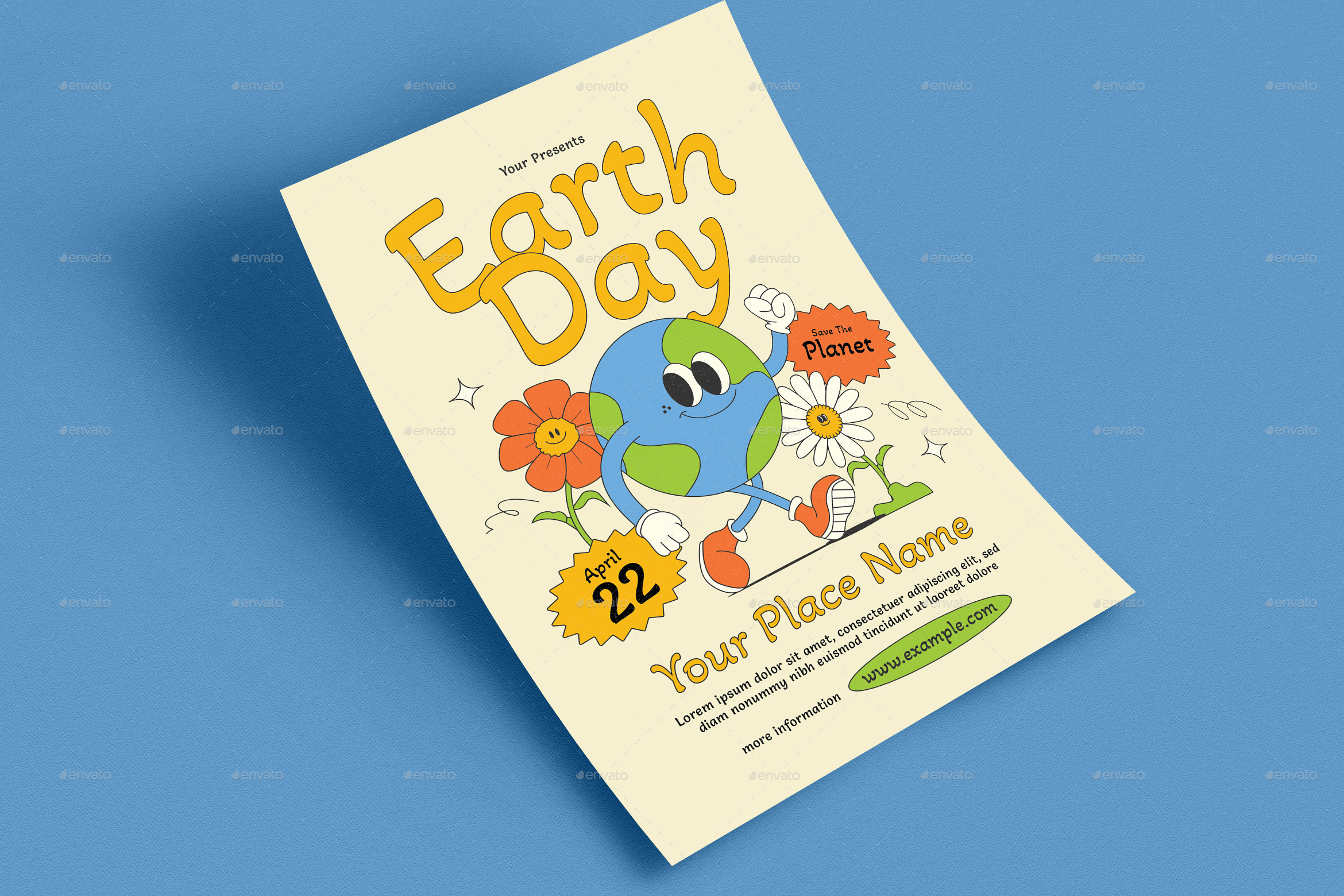 Trendy Cartoon Earth Day Event Flyer, Print Templates | GraphicRiver