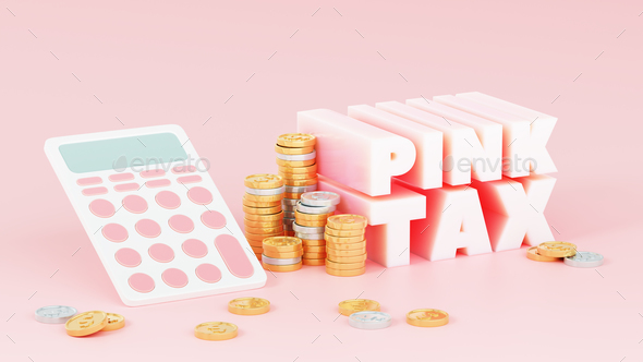 Pink tax letters. Concept of gendered price discrimination. 3d ...