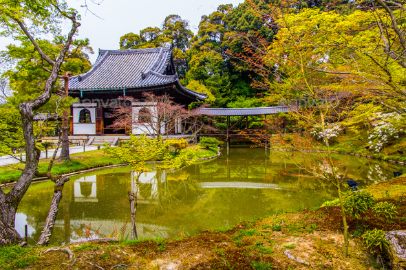 Temple and beautiful japanese gardens in Kyoto, japan, traditional ...
