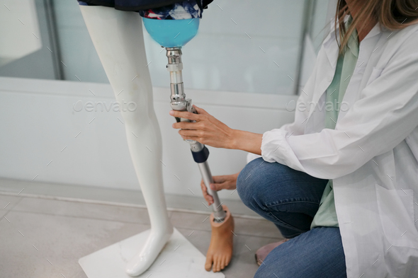 Close-up on prosthetic leg for disabilities people Stock Photo by ...