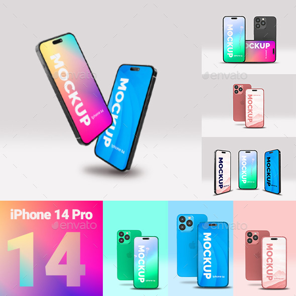 iPhone 14 Pro Mockup Set Photoshop Template, Graphics | GraphicRiver