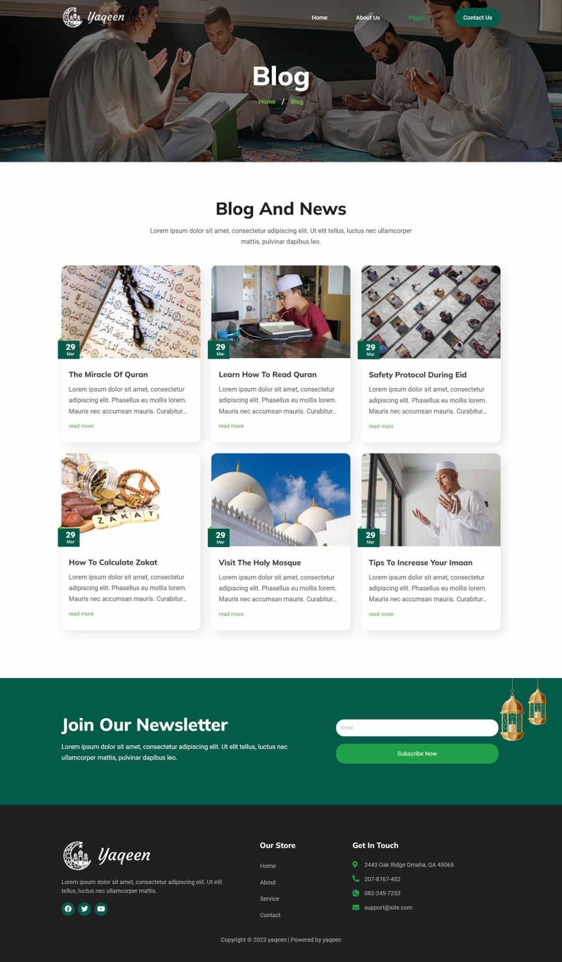 Yaqeen - Islamic Center and Mosque Elementor Template Kit by Kitpro