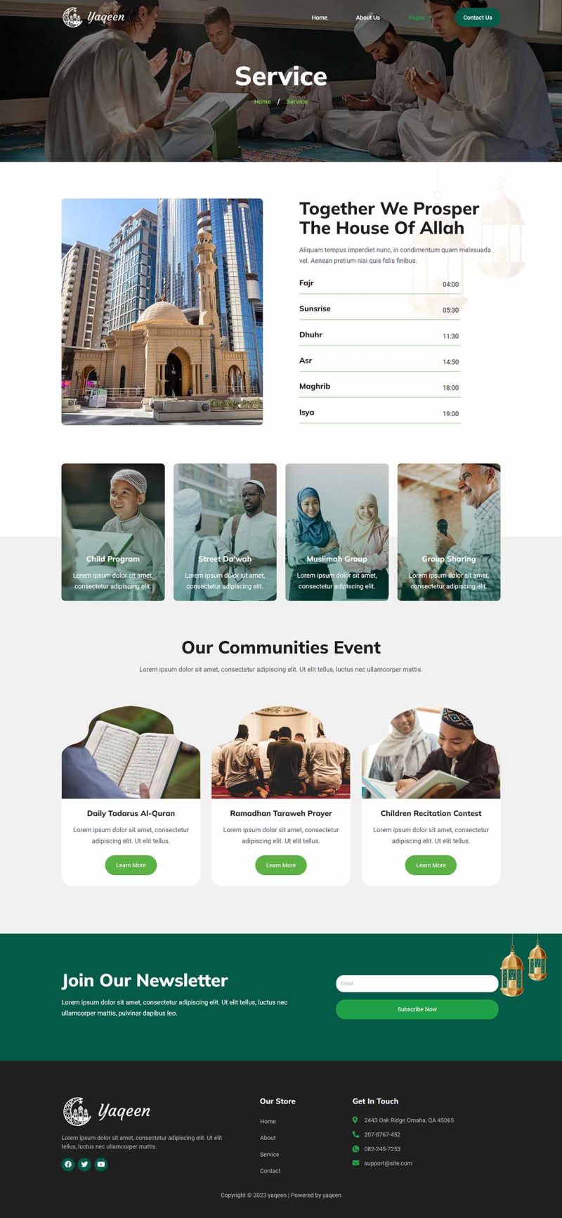 Yaqeen - Islamic Center and Mosque Elementor Template Kit by Kitpro