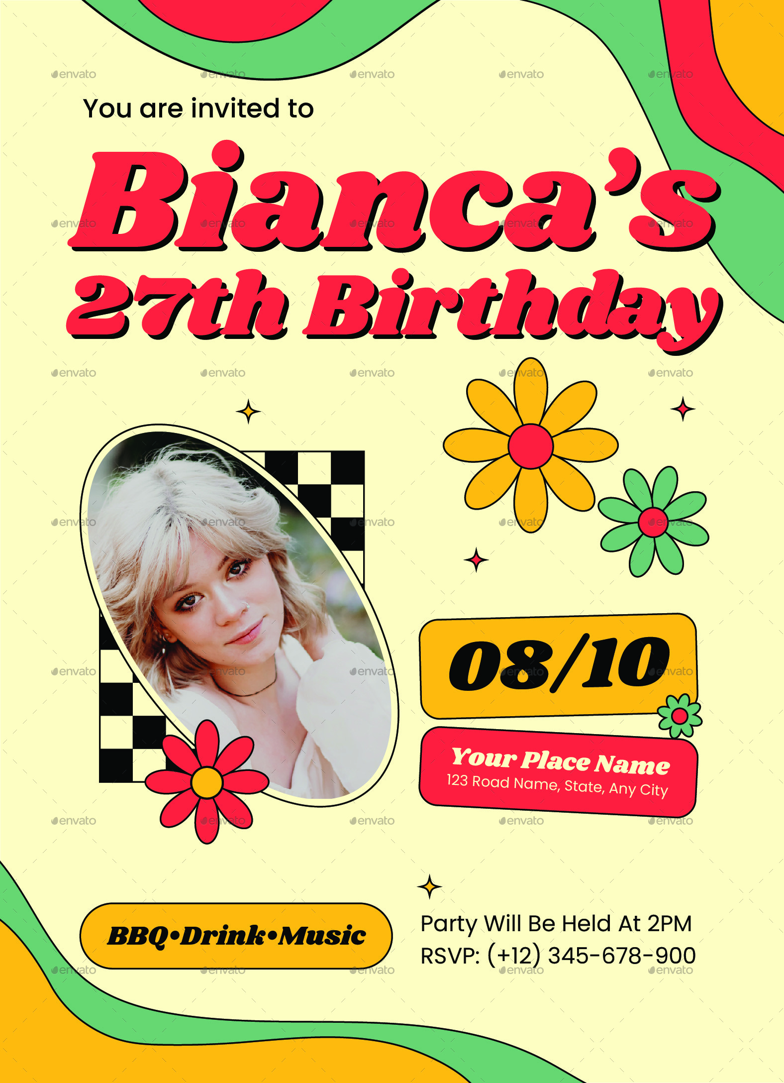 Retro Creative Birthday Invitation, Print Templates | GraphicRiver