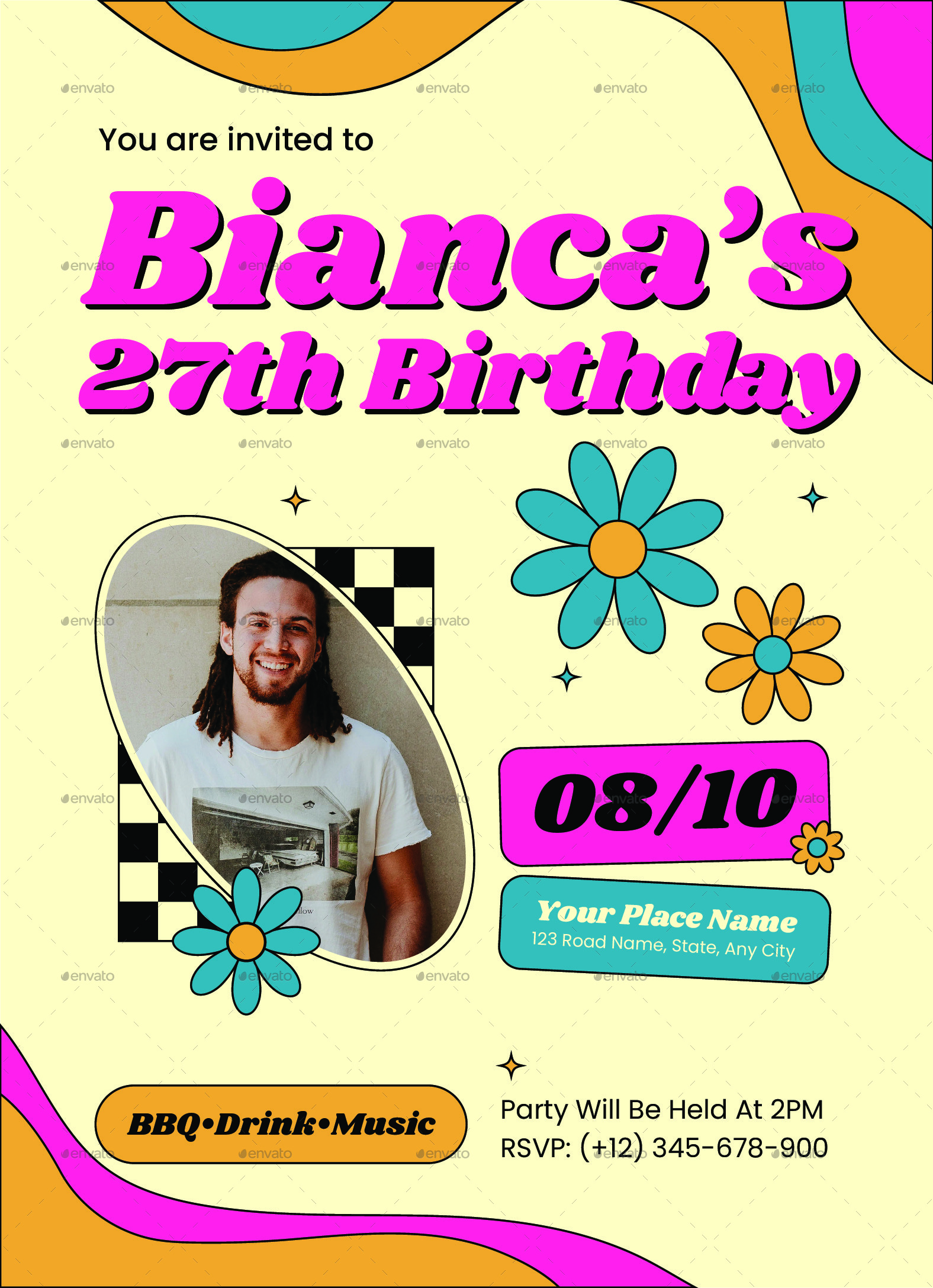 Retro Creative Birthday Invitation, Print Templates | GraphicRiver