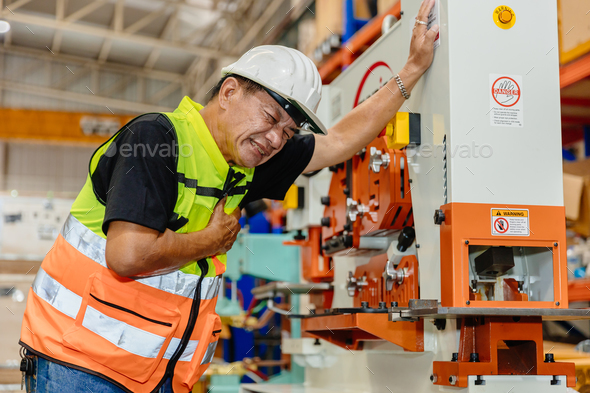 Factory Industry worker chest pain heart attack symptom from hard ...