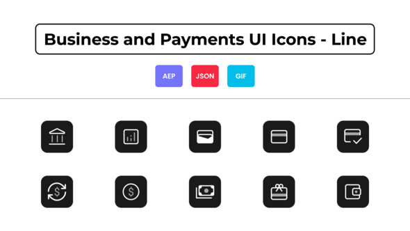 Business and Payments UI Icons - Line, After Effects Project Files