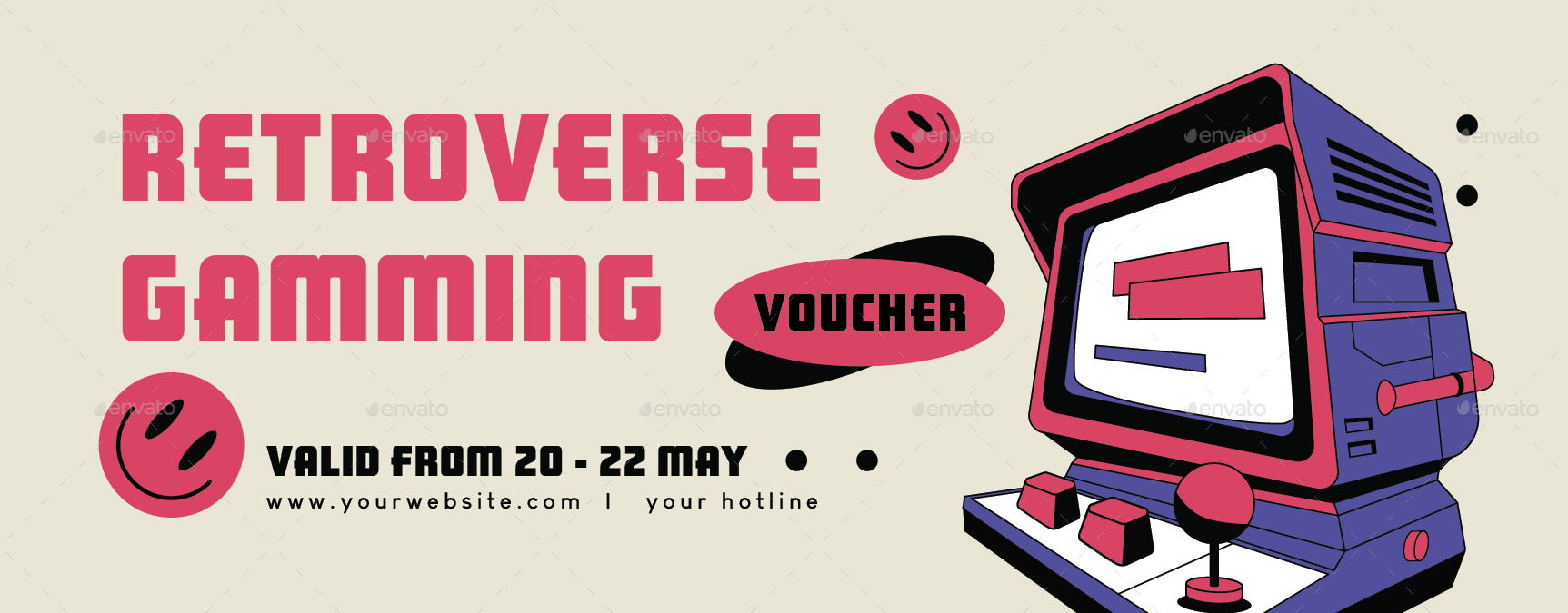Retro Gaming Voucher, Print Templates | GraphicRiver
