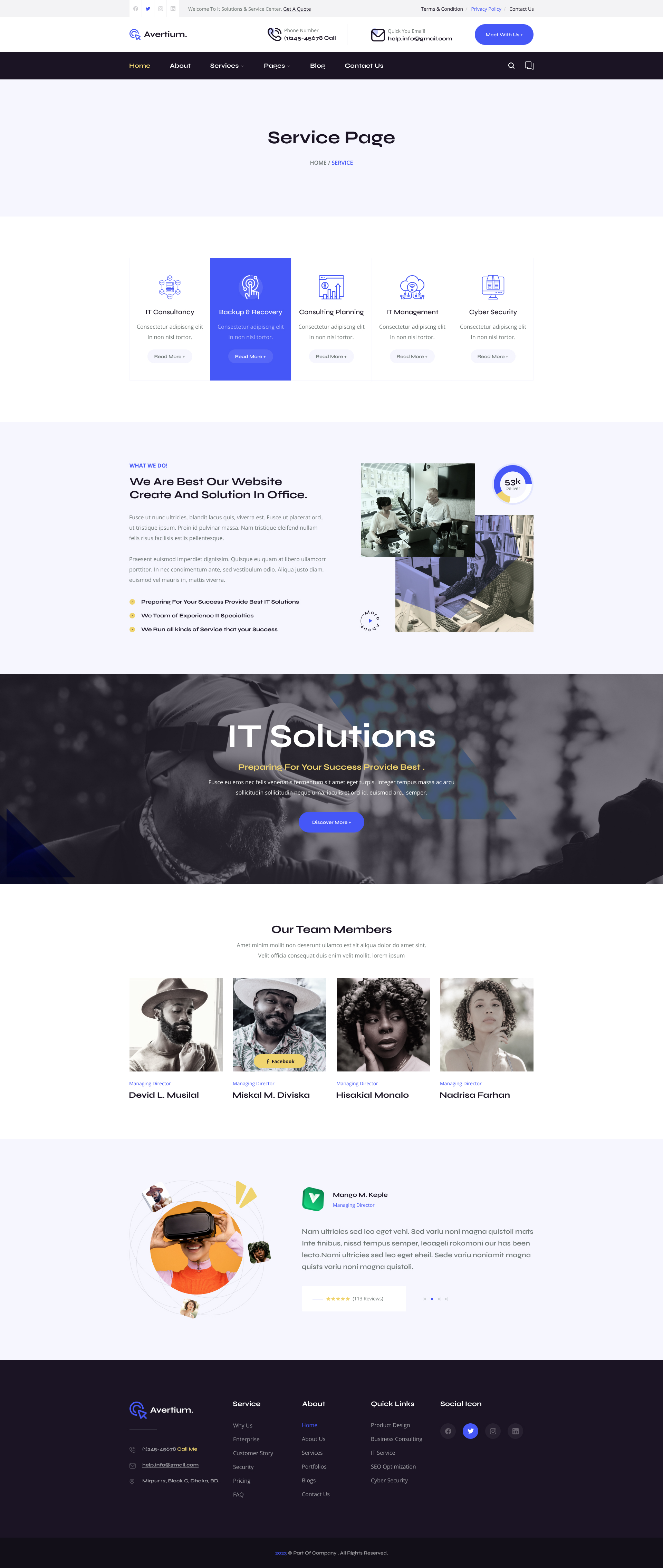 Avertium - IT Solutions & Technology Figma Template by creativemela