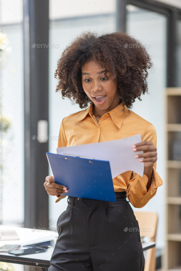 Young Asian woman Creative team use post it notes to share idea sticky ...