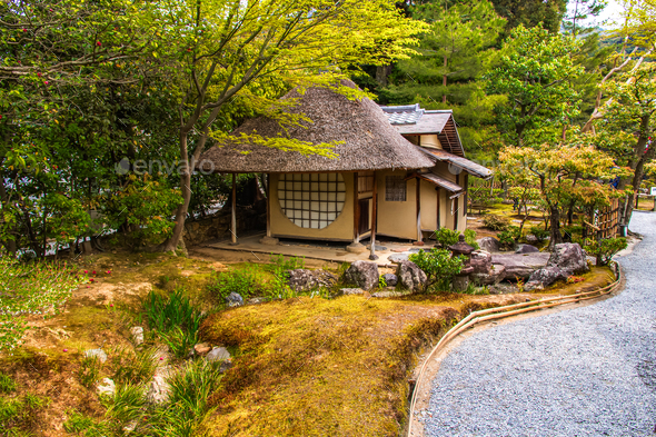 Temple and beautiful japanese gardens in Kyoto, japan, traditional ...