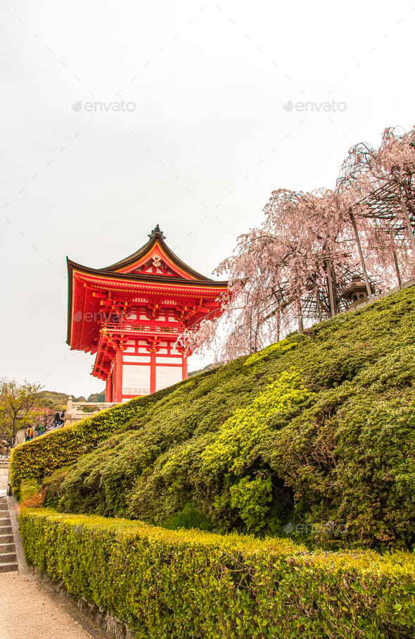 Orange temple in Kyoto, japan, traditional temple architecture ...