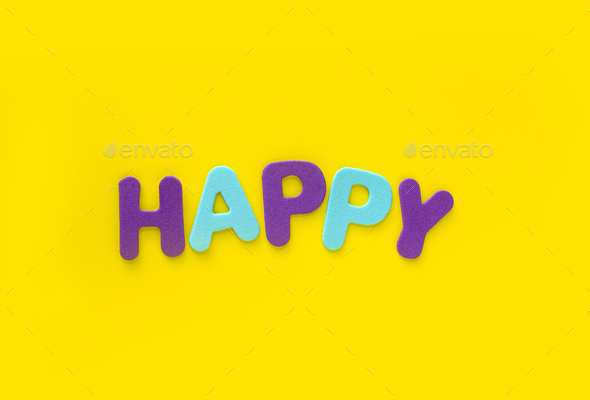 Happy alphabet letter on yellow background with copy space. Celebration ...