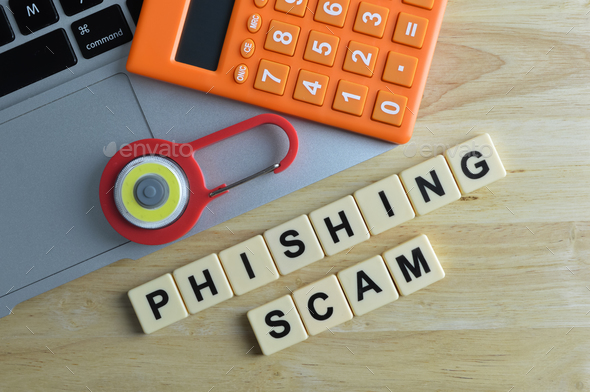 Square letters with text PHISHING SCAM. Top view. Stock Photo by innu ...