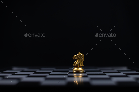 Chess board game between silver team and golden team by king golden ...