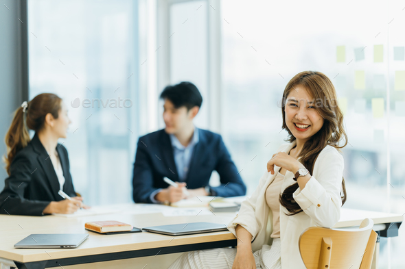 Brainstorm planning creative asian teamwork, Group of asia mobile phone ...