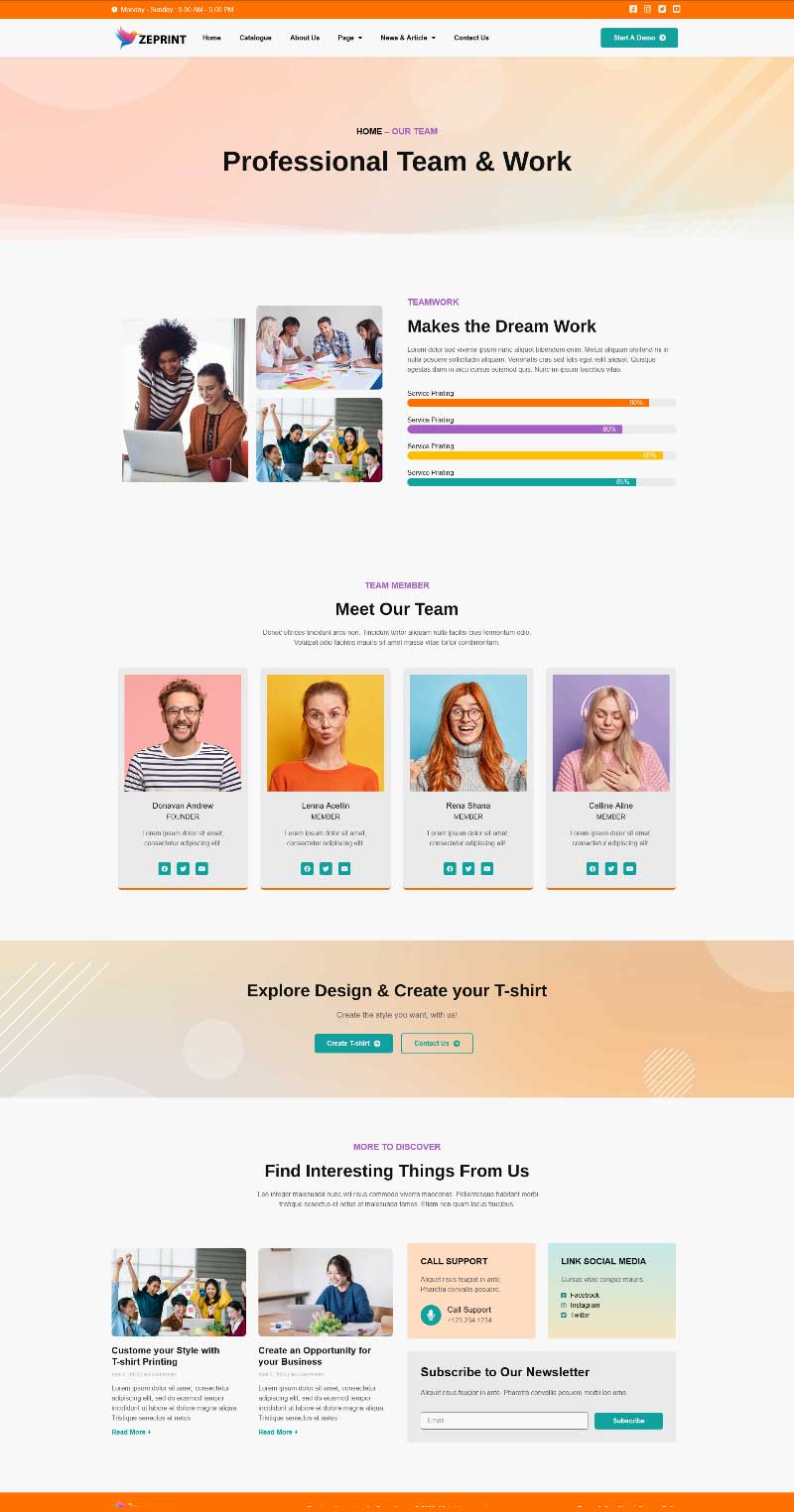 Zeprint - Print T-shirt & Design Elementor Pro Template Kit by Rometheme