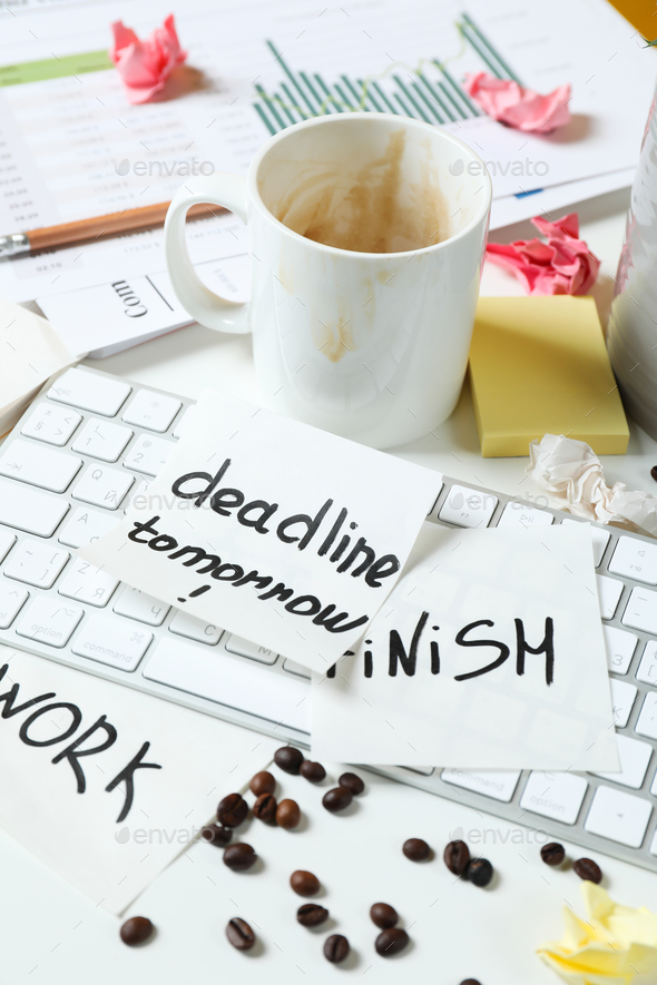 Messy office workplace, workplace and workspace concept Stock Photo by ...