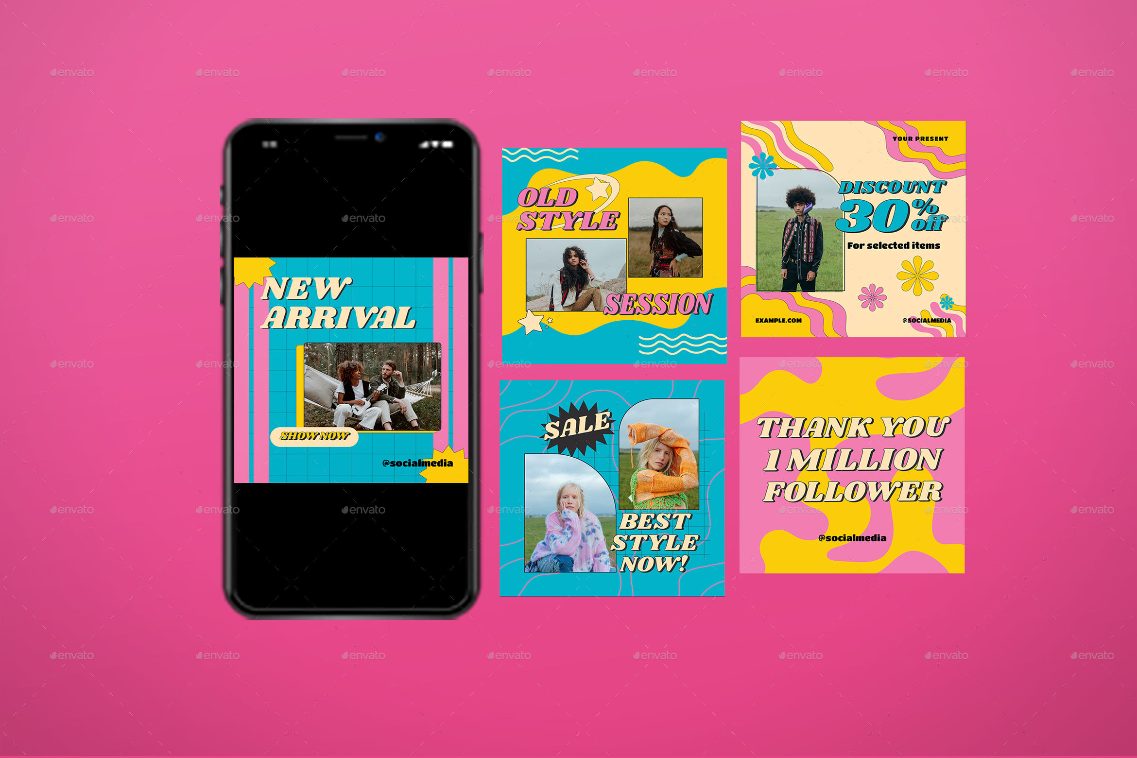 Retro Fashion Instagram Post Template, Web Elements | GraphicRiver