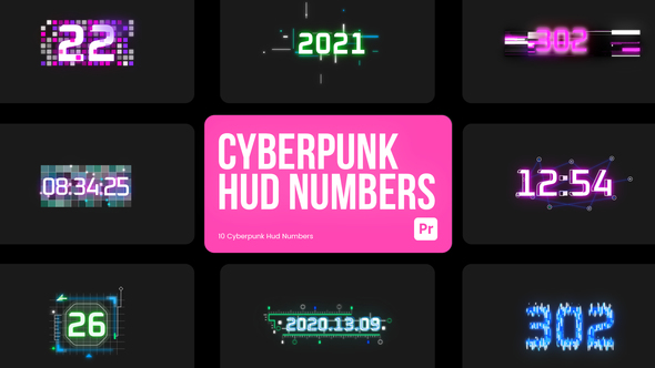 Cyberpunk HUD Numbers for Premiere Pro, Premiere Pro Templates | VideoHive