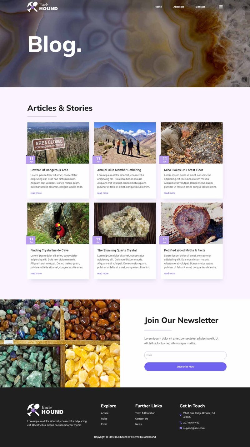 Rockhound - Rock Hounding Community Club Elementor Template Kit by Kitpro