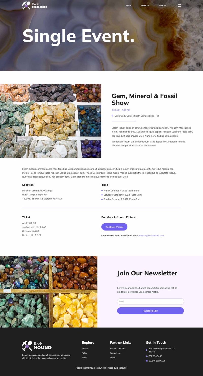 Rockhound - Rock Hounding Community Club Elementor Template Kit by Kitpro