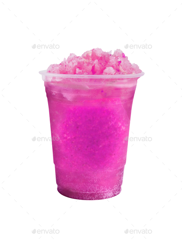 Refreshing and Cool Frozen Pink Fruit Slush Drink Stock Photo by ozaiachin