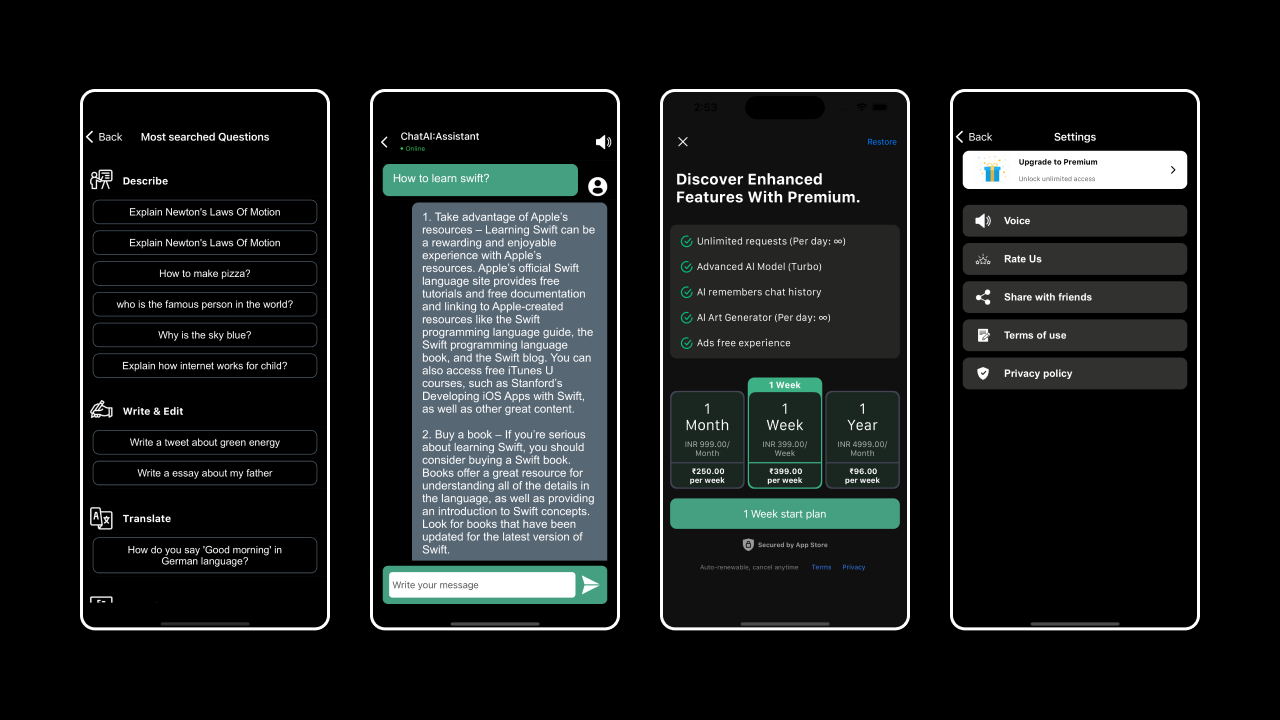ChatBot AI : ChatGPT iOS Full Applicaiton | Swift | ADMOB | Subscription Plan by UnikAppsLight