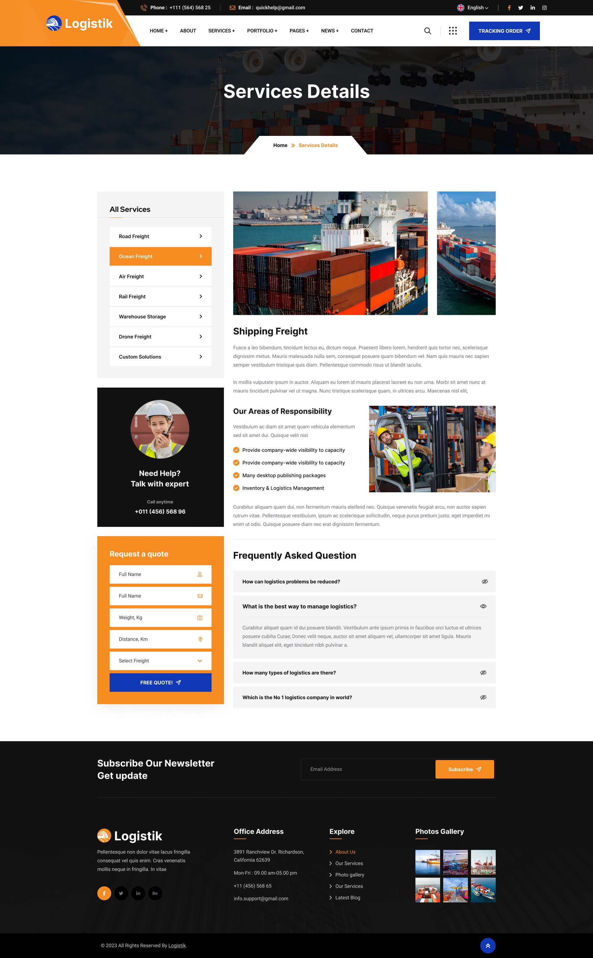 Logistik - Transport and Logistics Figma Template by templatebucket