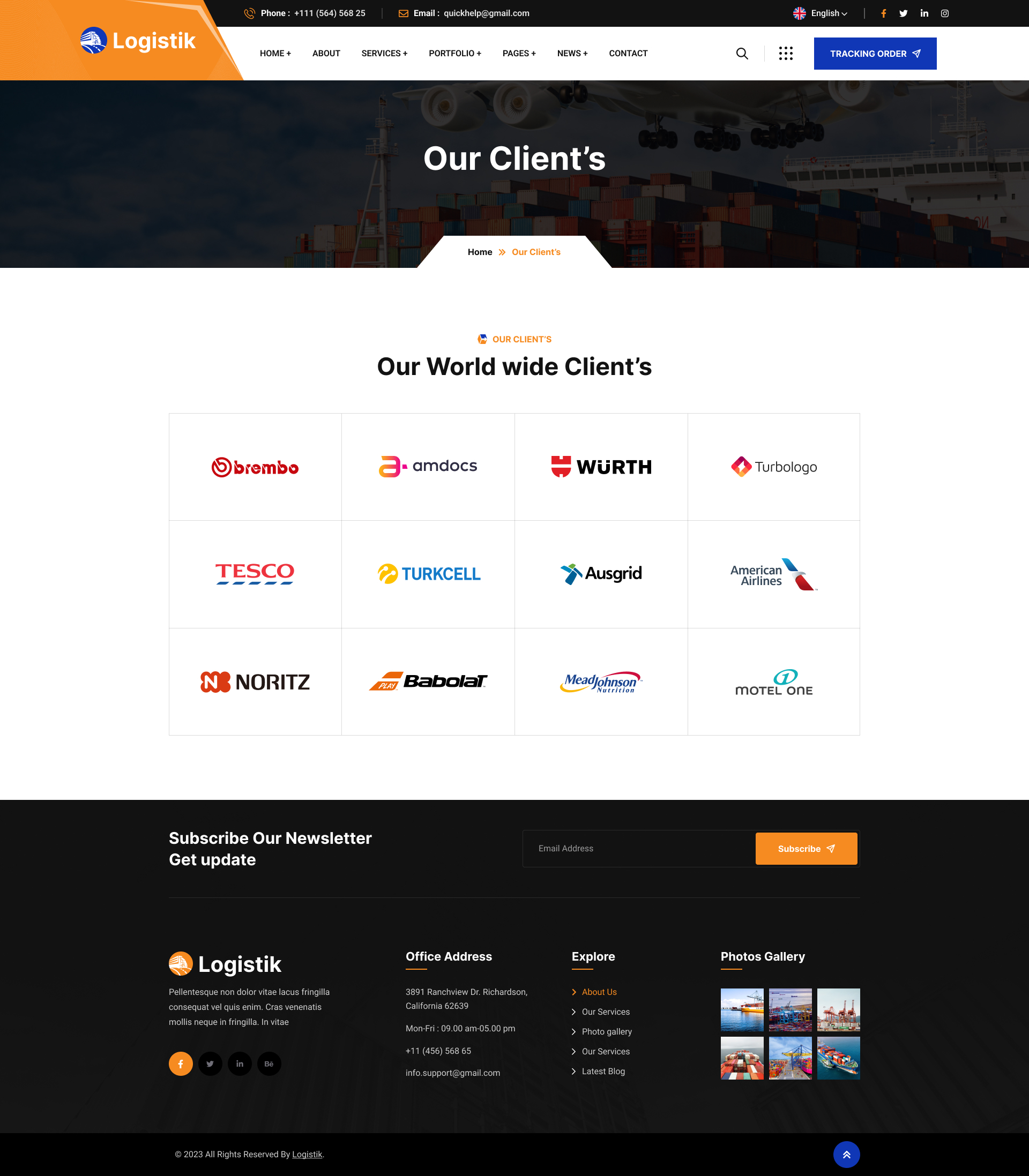 Logistik - Transport and Logistics Figma Template by templatebucket