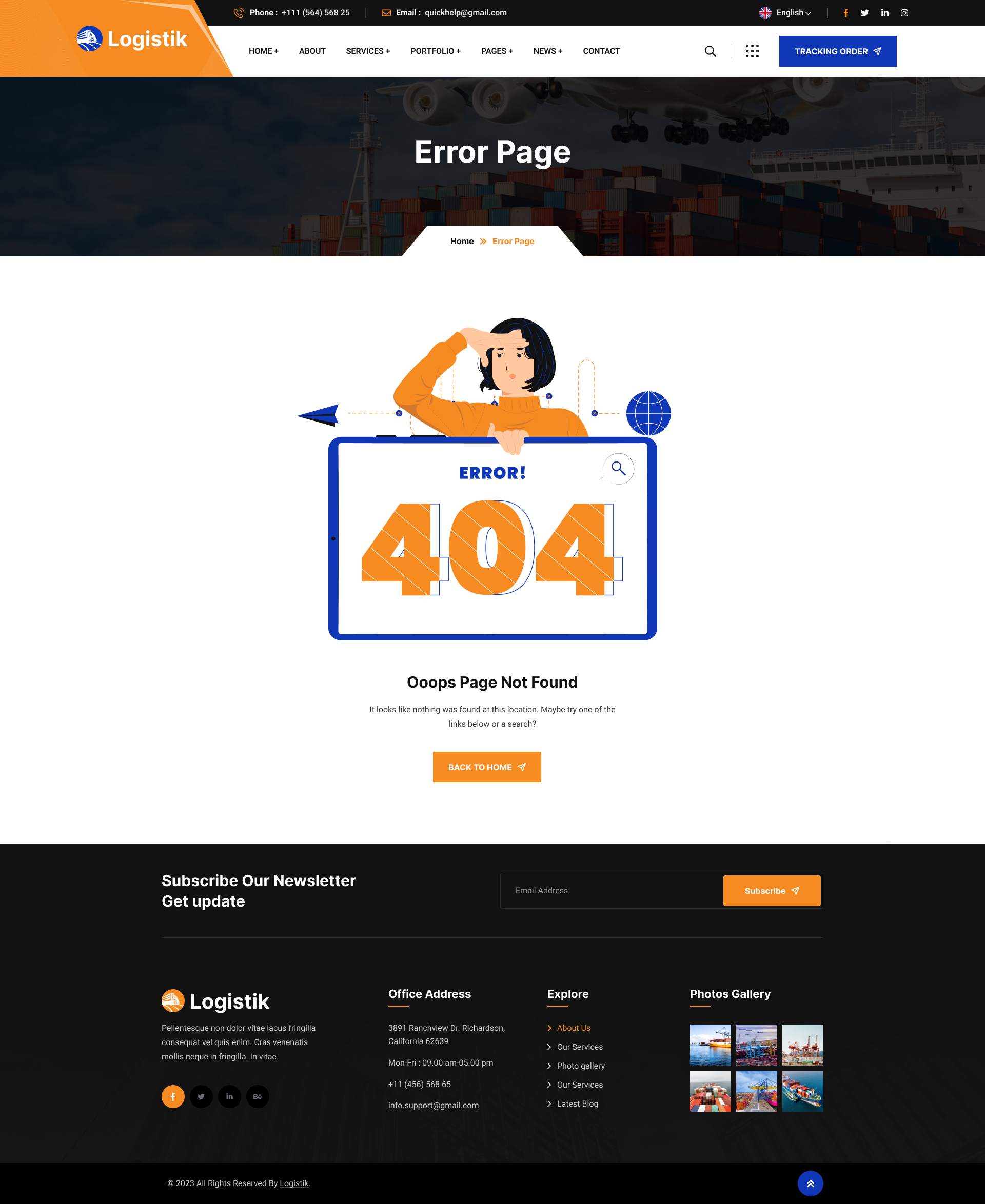 Logistik - Transport and Logistics Figma Template by templatebucket