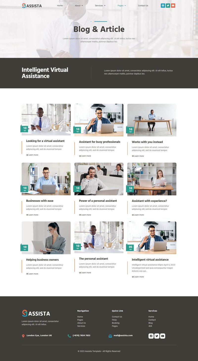Assista - Virtual Assistant Service Elementor Template Kit by Kitpro