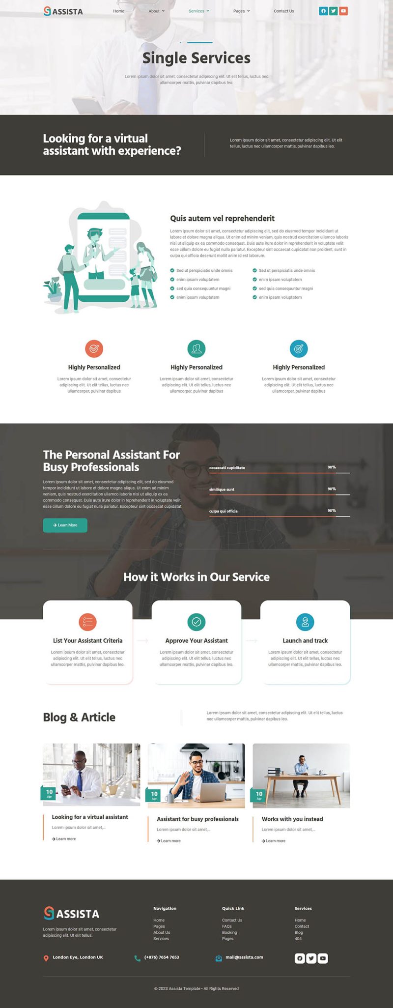 Assista - Virtual Assistant Service Elementor Template Kit by Kitpro
