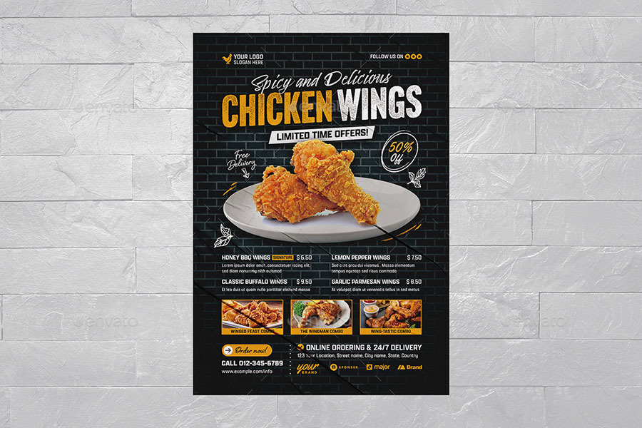 Chicken Wings Promotion Flyer Template, Print Templates | GraphicRiver